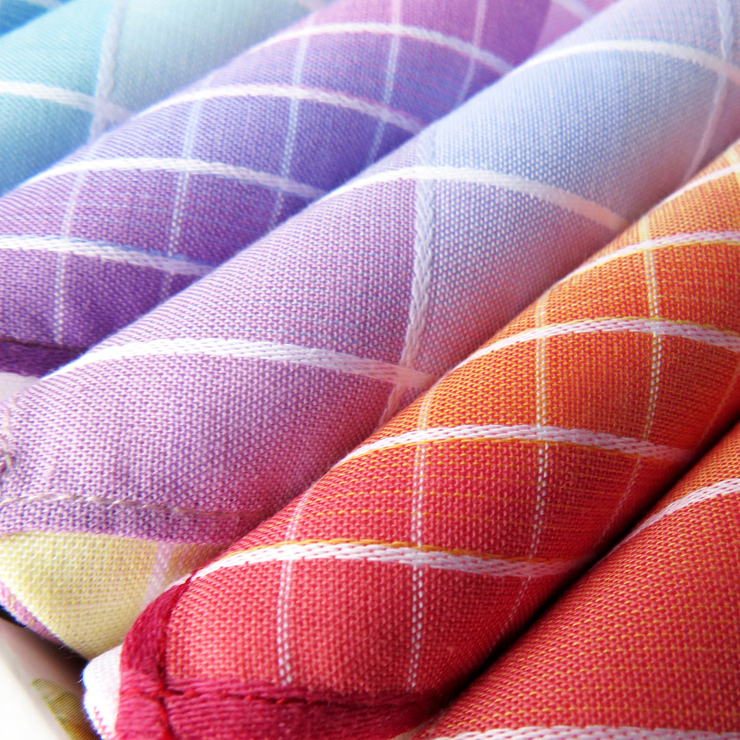 Fine Cotton Vibrant Coloured Ladies Handkerchiefs Box of 6
